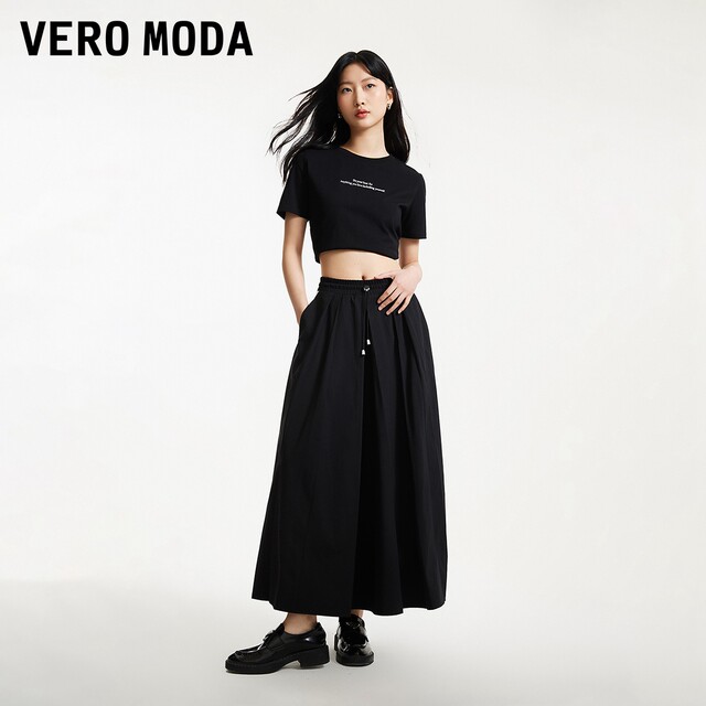 Veromoda Ole Half Skirt 2024 Spring and Autumn New Mid -waist A -line casual long contrasting ...