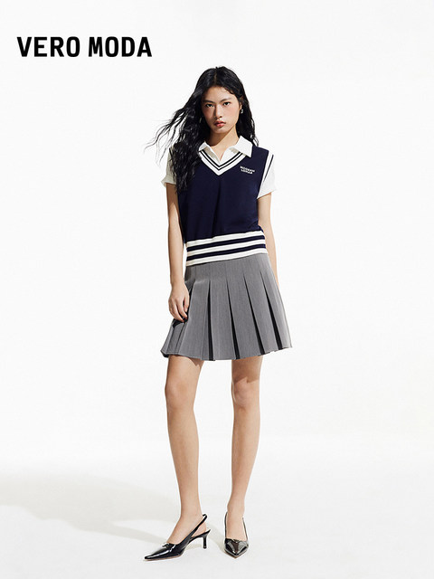 Vero Moda Ole Half Skirt 2024 Autumn and Winter New Leisure Academy Wind Age Skin Skirt