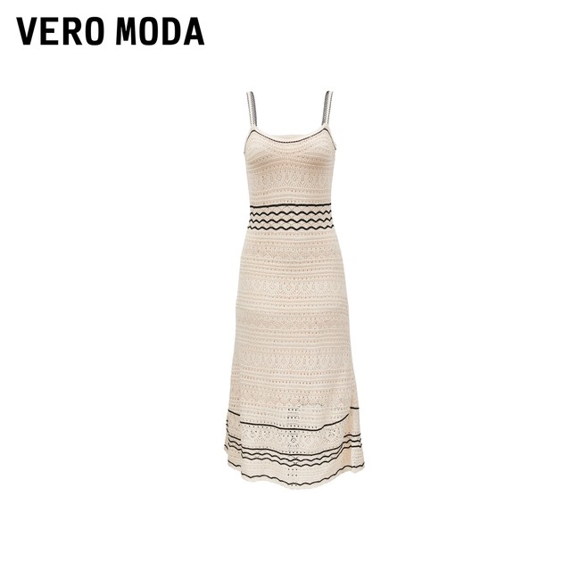 VeroModa Outlet Dress 2024 Spring and Autumn New Temperament Vacation Crochet Knitted Suspender ...