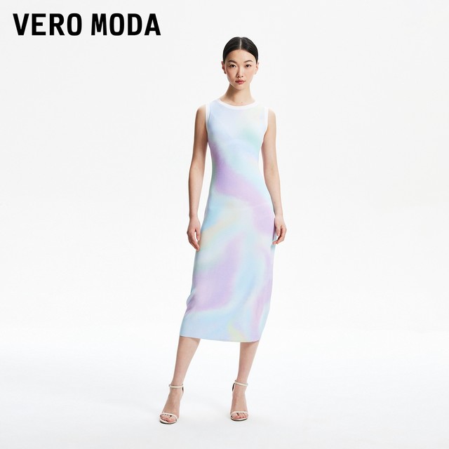 Veromoda Ole Knit Dress 2024 Spring and Autumn New Gradient Color Sleeveless Temperature Middle ...