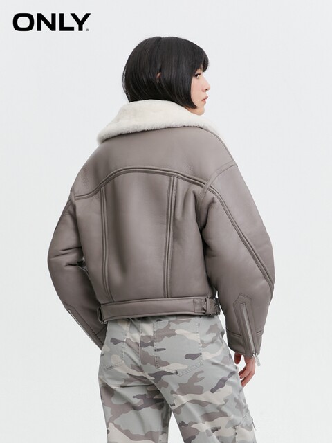 ONLY Outlet Winter Retro All-match Short Lapel Sheepskin Long Sleeve ...