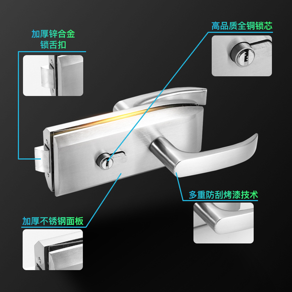 Handle lock office high partition glass single door | Youyiou (basic ...