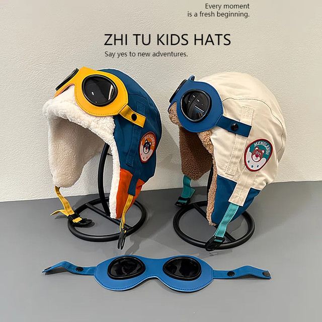 Cute dinosaur aviator glasses Lei Feng hat for middle-aged and older ...