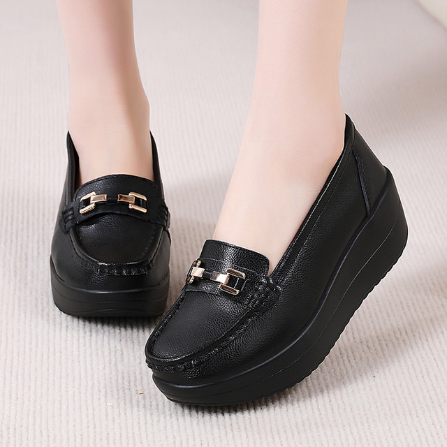2024 spring thick-soled genuine leather soft-soled casual and ...