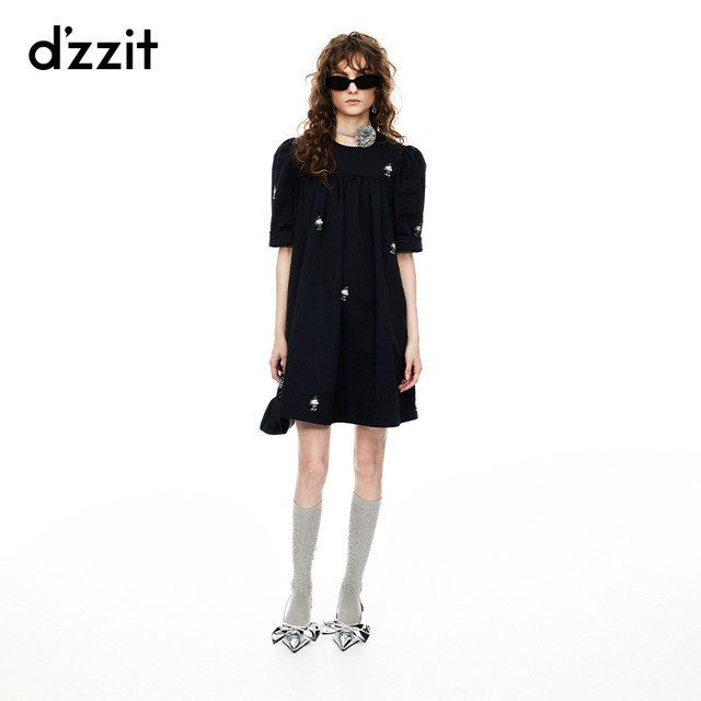dzzit dress 2024 summer new style bubble mart embroidered babydoll dress