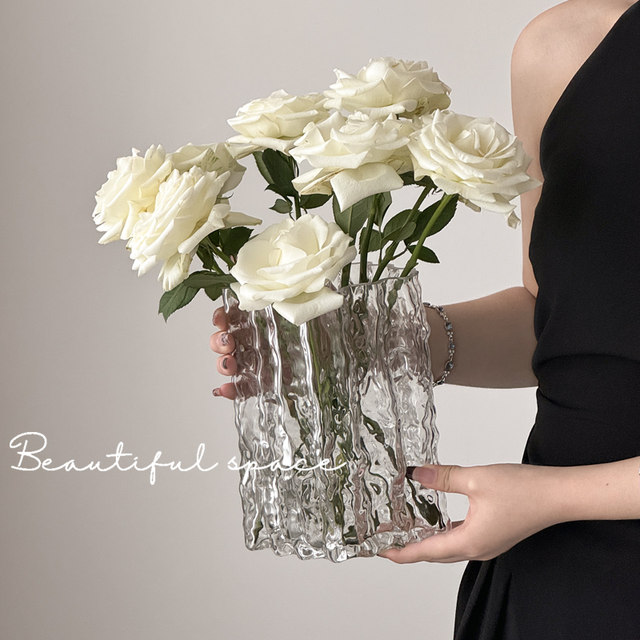 Vase of Living Room Hydraulic Flower INS Wind, Transparent Glass Light ...
