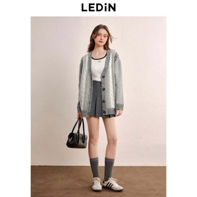 Leding three-dimensional striped jacquard knitted cardigan for women ...