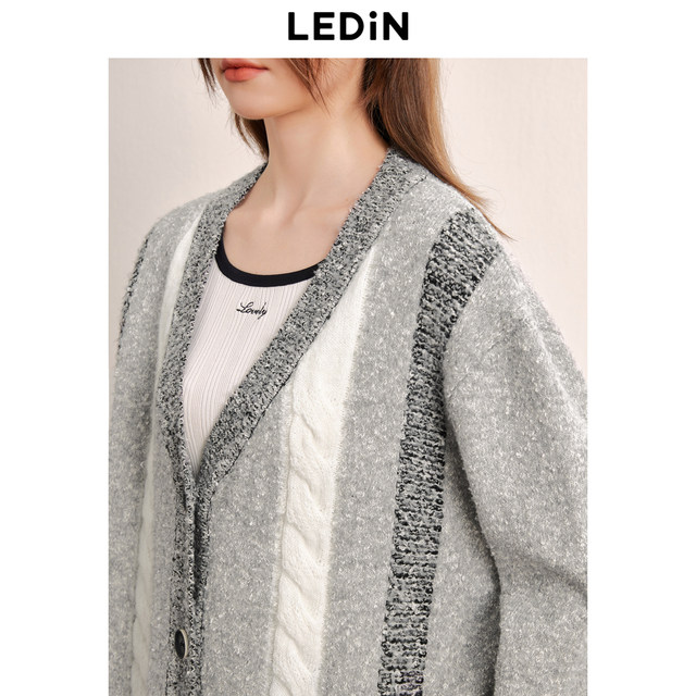 Leding three-dimensional striped jacquard knitted cardigan for women ...
