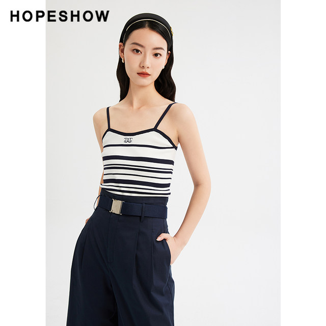 Red sleeve irregular striped suspender knitted sweater hopeshow4 summer ...