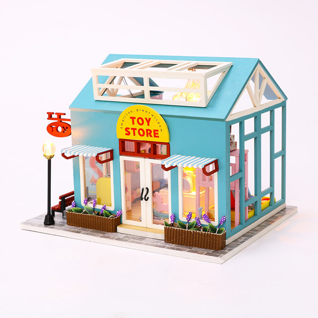 DIY Handmade Time Coffee Mini House Villa toy Model Pretending Art ...