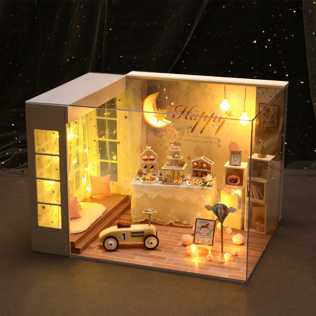 Zhiquwu diy cabin 1:12 youth party handmade assembly model ob11 doll house birthday gift