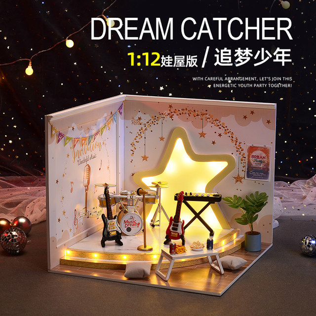 Zhiquwu diy cabin 1:12 youth party handmade assembly model ob11 doll house birthday gift