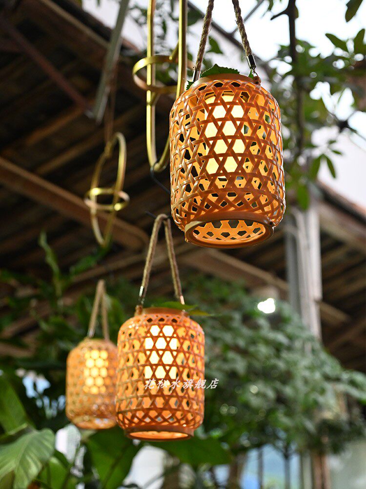 Solar Bamboo Lantern - Outdoor Garden Hanging Lamp