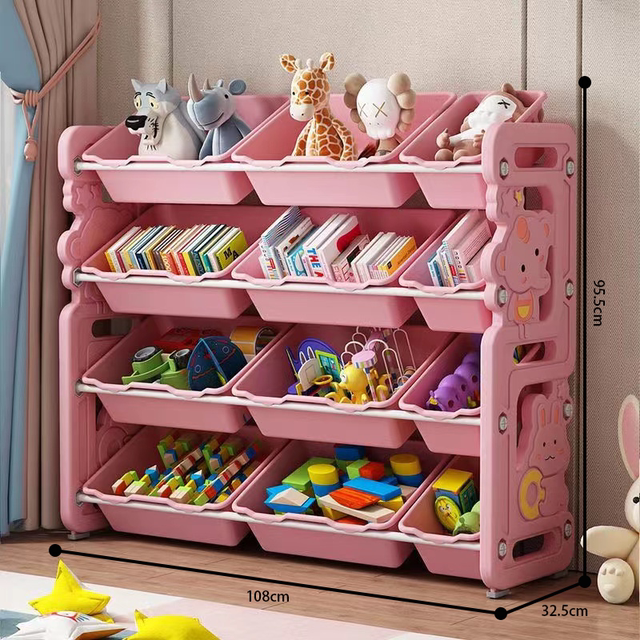 Children's living room toy storage racks Multi -layer bookshelves two ...