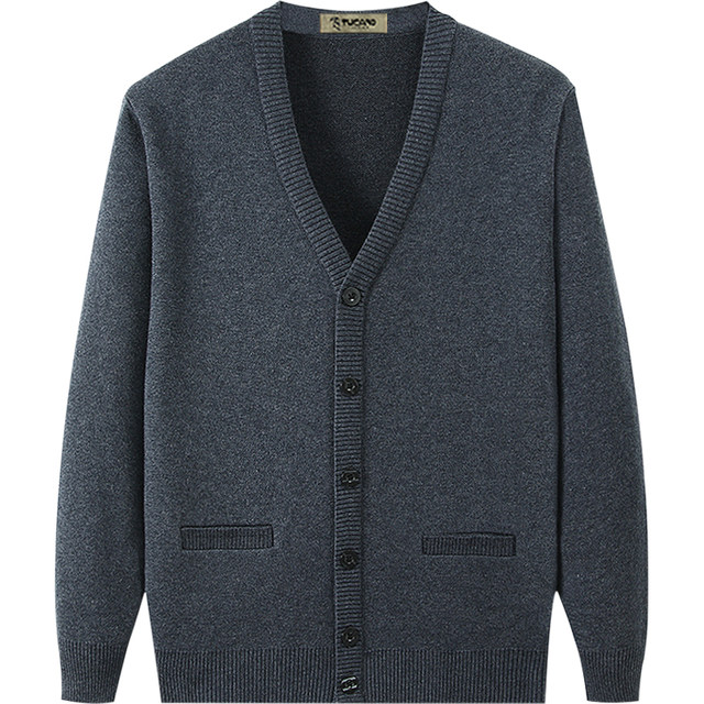 Woodpecker V-neck cardigan cardigan men's new autumn and winter thick ...