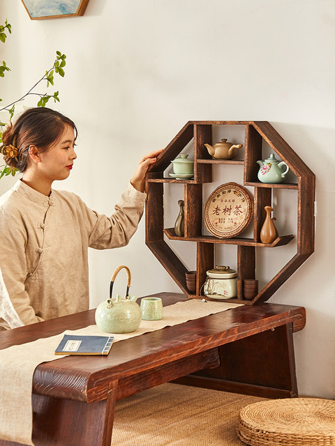 Bogu rack solid wood Chinese-style Duobao Pavilion small purple sand ...