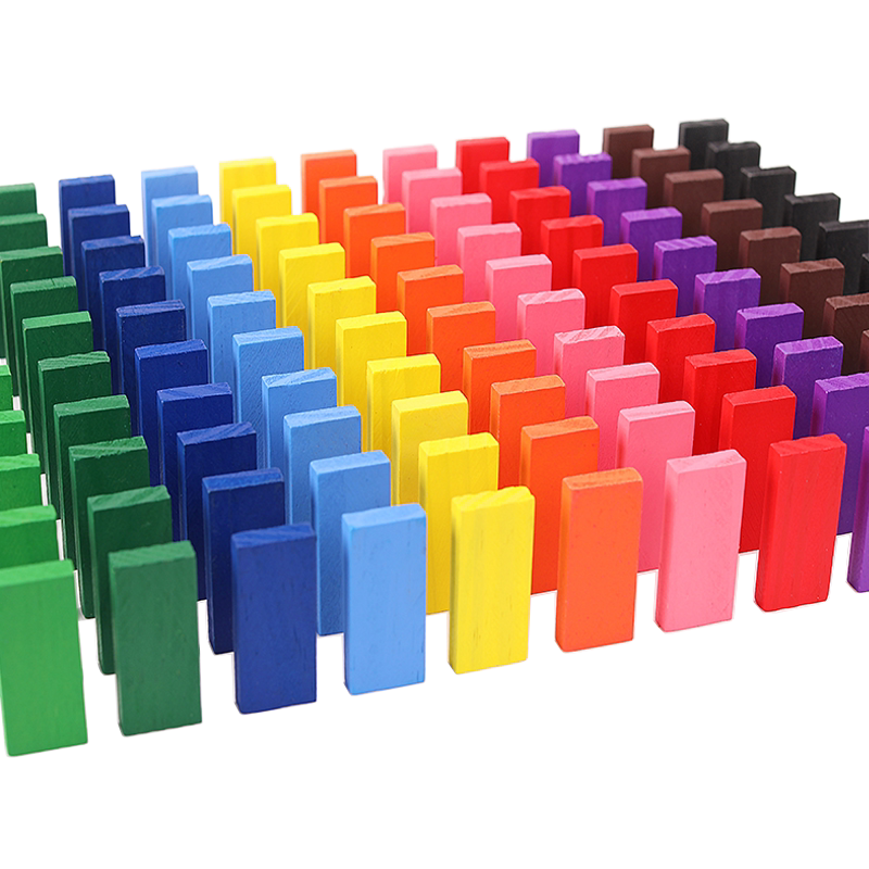 Qz 120-Piece Colorful Wooden Dominoes - Building Blocks for Kids