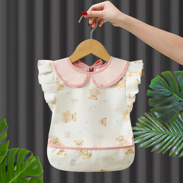 Bib baby food supplement smock female baby children eating summer ...