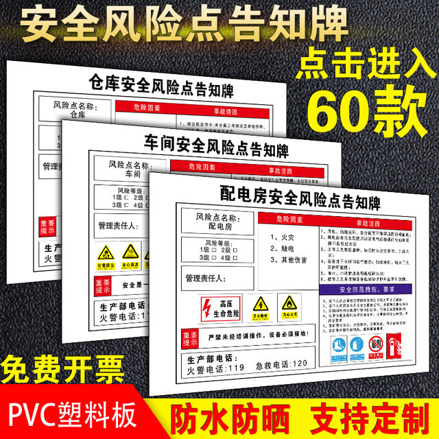 Safety risk point notification board Risk notification card Position ...