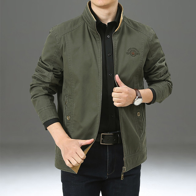 Spring and Autumn Men's Reversible Jacket Men's 2024 New Stand Collar ...