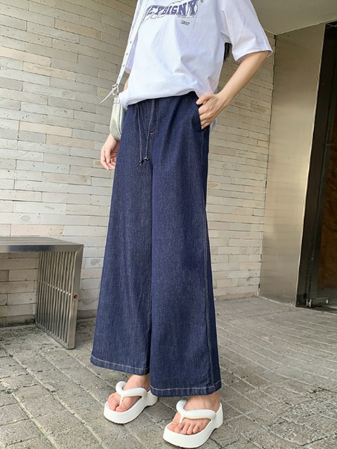 Dark blue pregnant woman Tianshi Jeans Nine -quarter Summer Summer Thin Model Parallel Labor ...