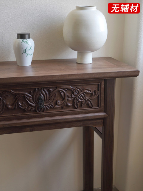 Ink orchid carved solid wood flat-top table Chinese Zen style entrance ...