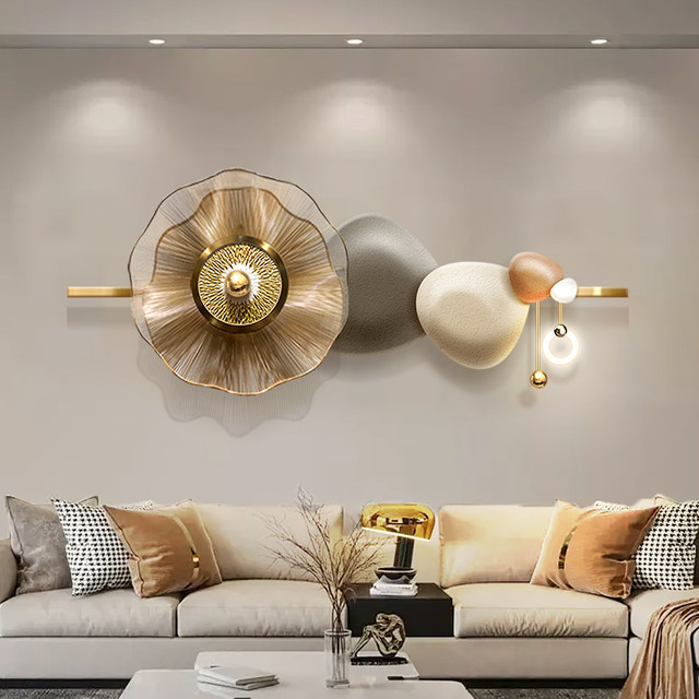 Three-dimensional living room luminous decorative painting light luxury ...