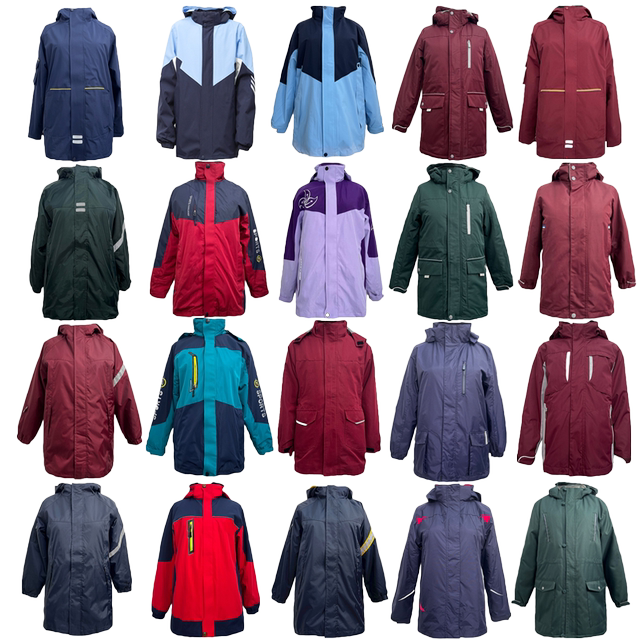 British style boys and girls cotton padded jackets with velvet and ...