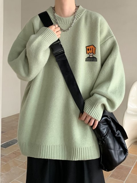 Sweater men's autumn and spring inner bottom knit sweater loose lazy ...