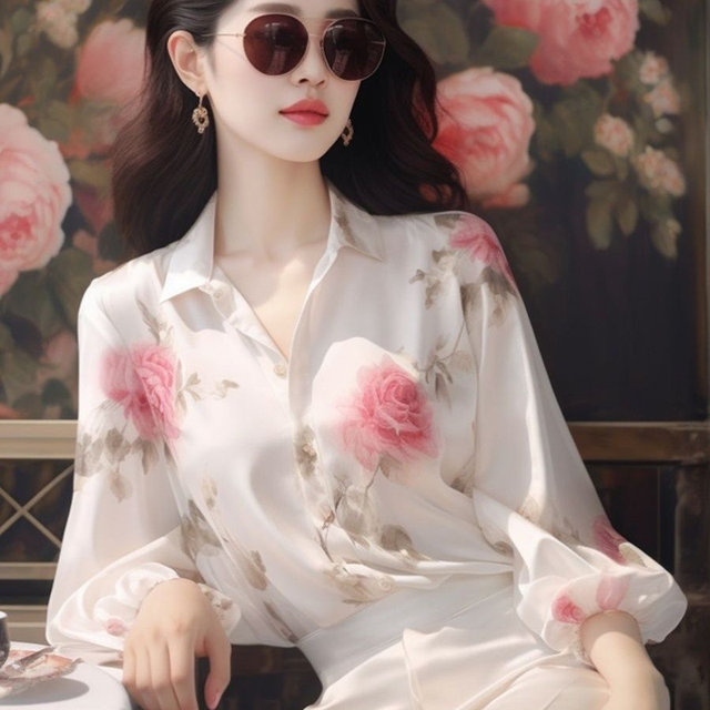 French floral chiffon super fairy shirt for women's summer new gentle ...