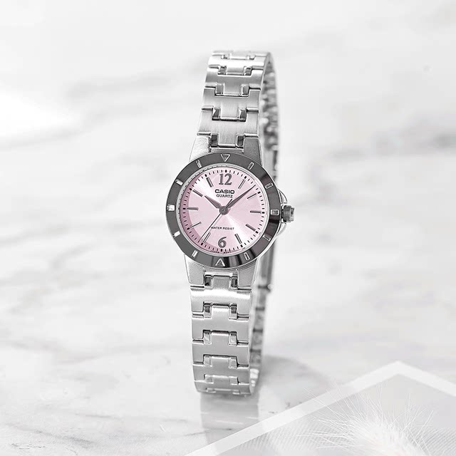 Casio watch women's cherry blossom pink fashion pointer quartz ...