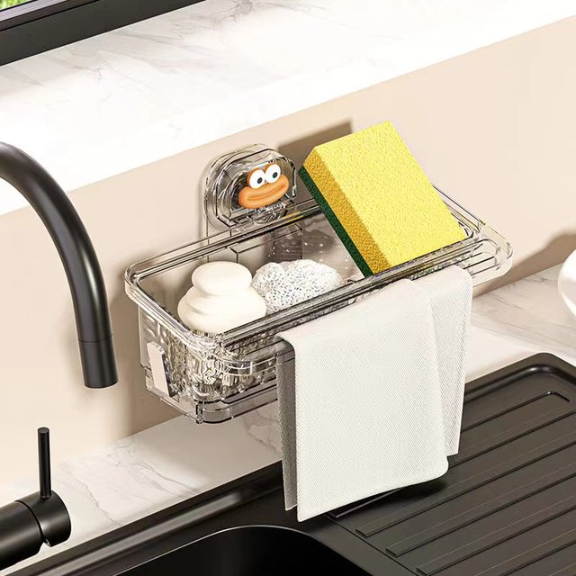 Kitchen rag rack suction cup multifunctional sink drain rack storage ...