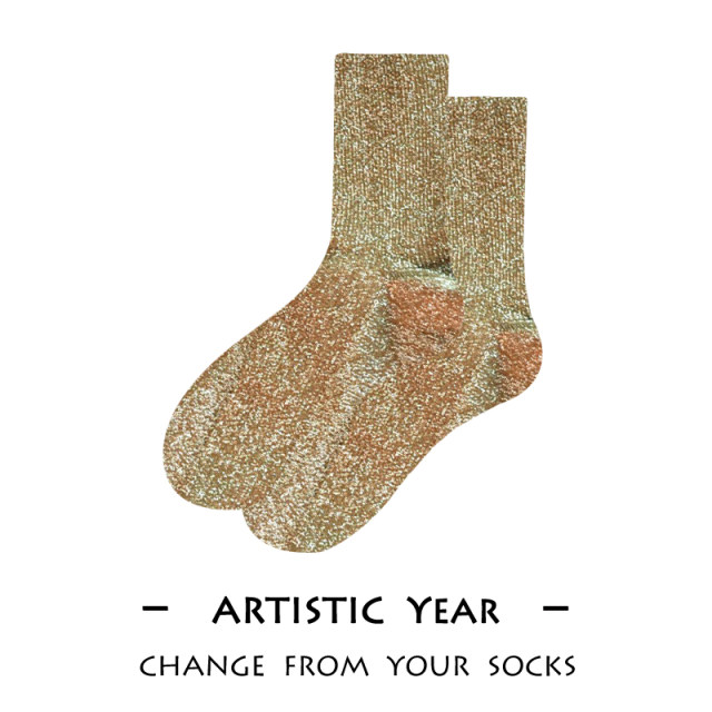 ins trendy European goods summer gold socks mid-tube socks women ...