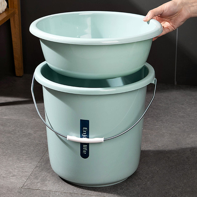 Bucket student dormitory bucket basin set thickened large plastic bucket for household water ...