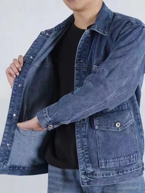 Denim welding work clothes men's work jacket welder anti-scalding labor ...