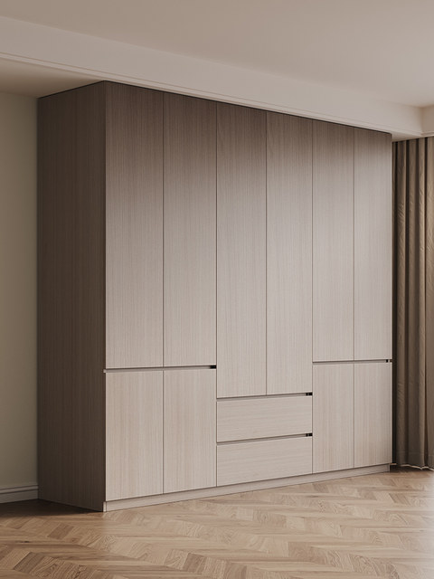 Solid wood wardrobe desk integrated home bedroom segmented storage ...