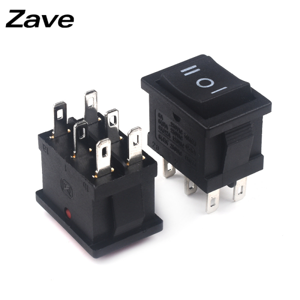 KCD1-203 Boat-Shaped Rocker Switch Red/Black Six-Pin Three-Speed | Zave ...