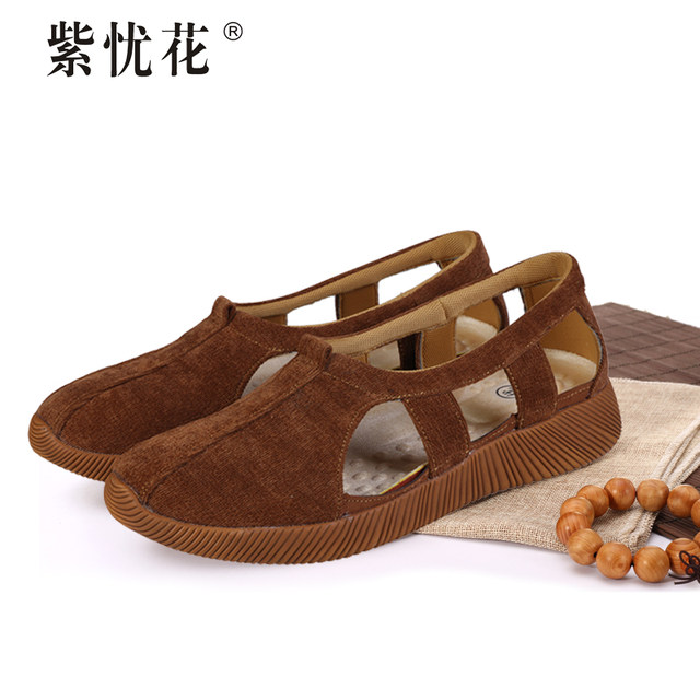 Purple flower monk shoes Arhat shoes for men and women summer monks ...