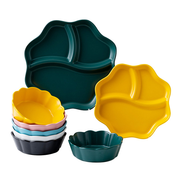 Nordic home ceramic partition disk dish Creative three -grid dining ...