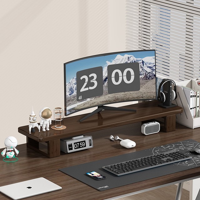 Desktop computer monitor elevated rack with drawer office desktop ...