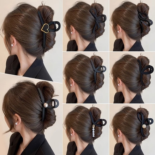 Simple black gold standard grab clip 2024 new style back head hair tray ...