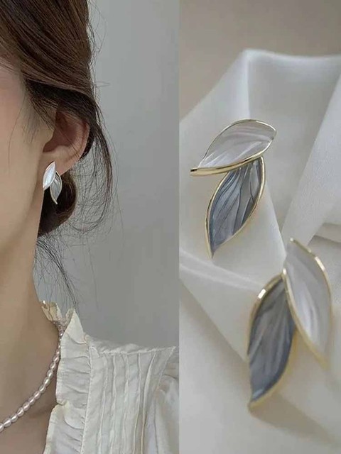 2024 New Simple INS Leaf Earrings Leaf Earrings Personal Earrings Niche ...
