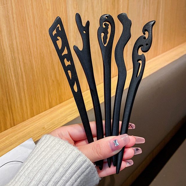 Ebony wood hairpin women's ancient style daily hair wooden hairpin high ...