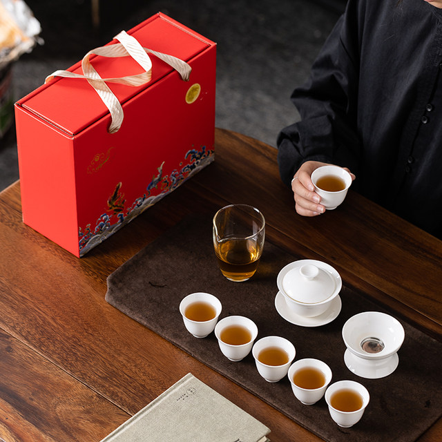Mutton fat jade tea set complete set tea set gift box set custom logo ...