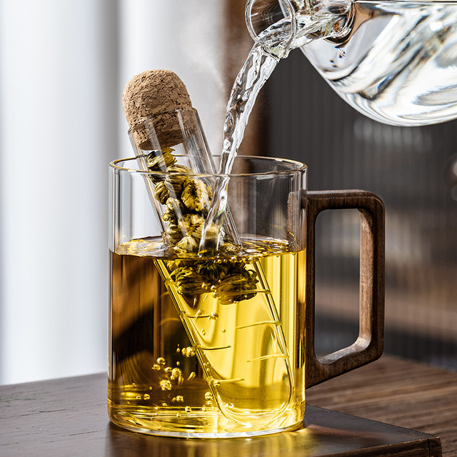 Heat-resistant glass test tube tea leakage new flower tea filter ...