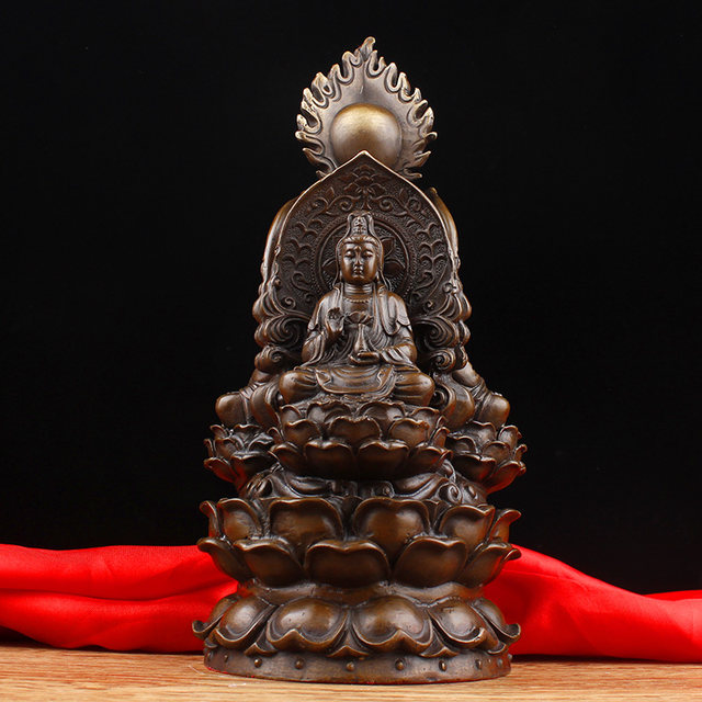 Bronze three-faced Buddha statue, Saha three saints ornaments, copper ...
