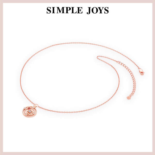 SimpleJoys Rose disc necklace s925 sterling silver retro ruby ...