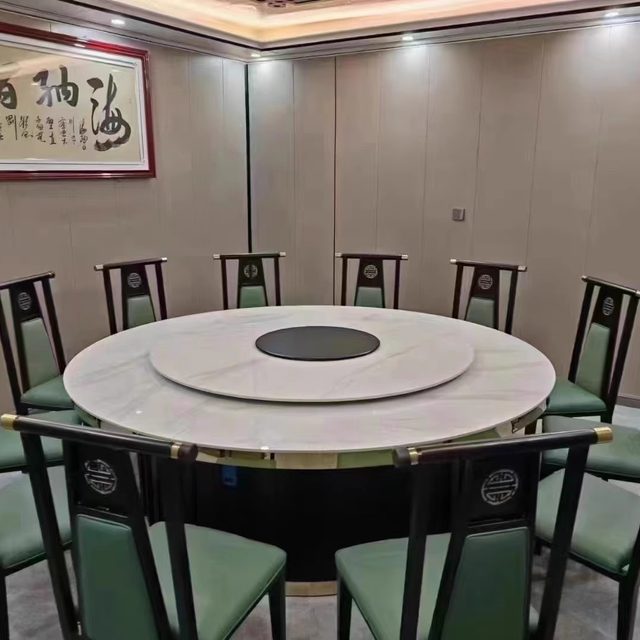 Hotel box dining table manual electric round table rock plate hotel ...