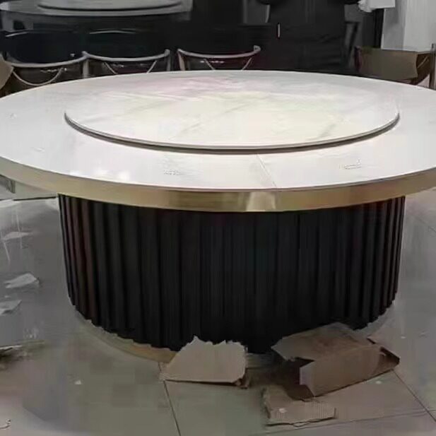Hotel box dining table manual electric round table rock plate hotel ...