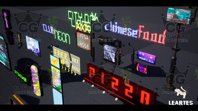 UE5 Unreal 4 Cyberpunk Neon Billboards CyberpunkBillboardsSignsSet